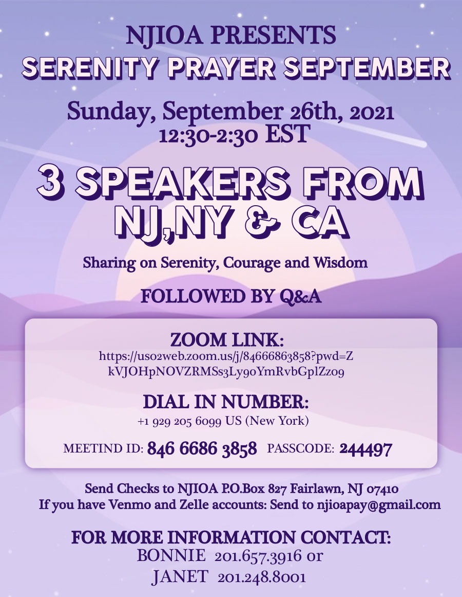 Serenity Prayer September - Northern Jersey Intergroup Overeaters Anonymous
