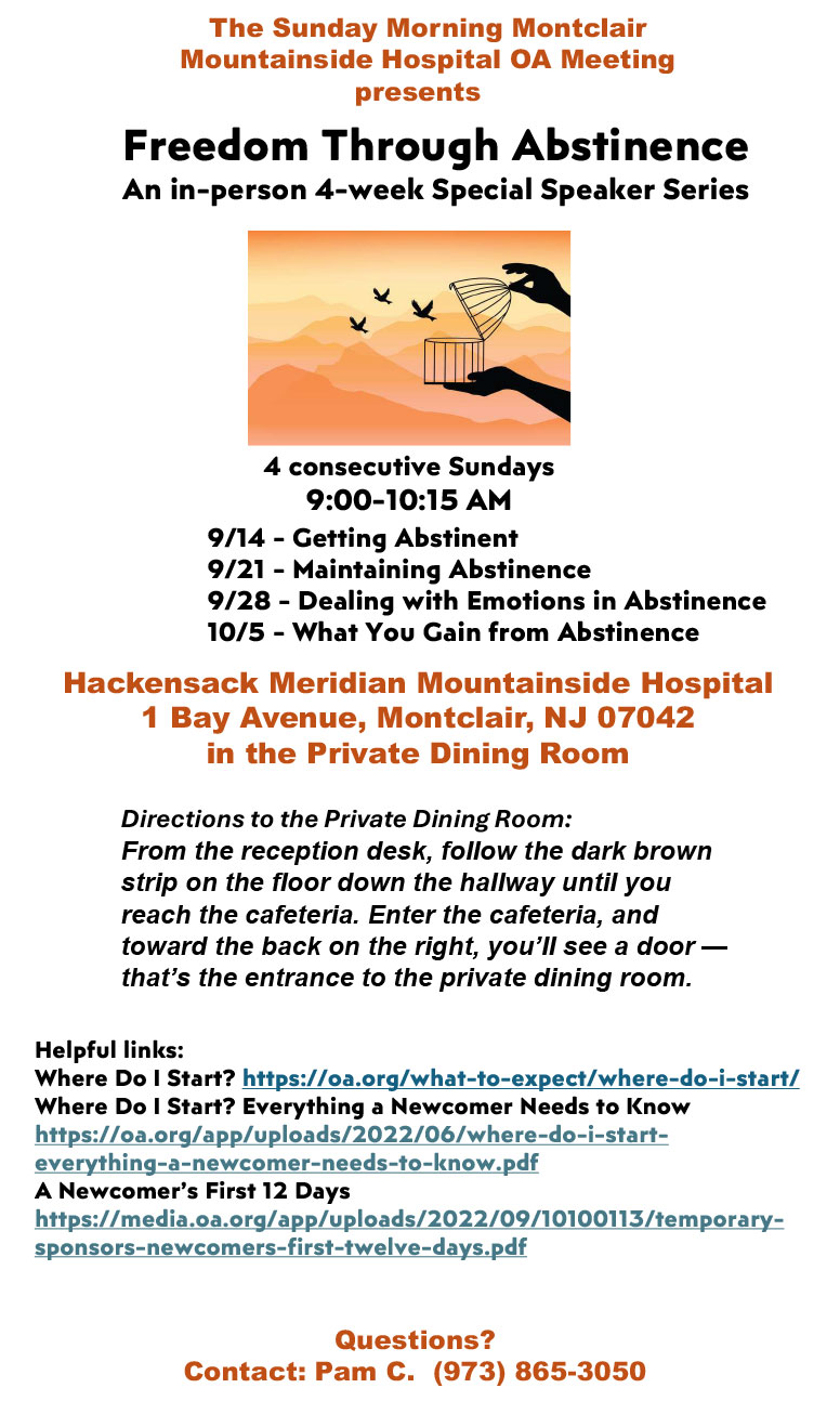 Freedom Through Abstinence: An in-person 4-week Special Speaker Series ...